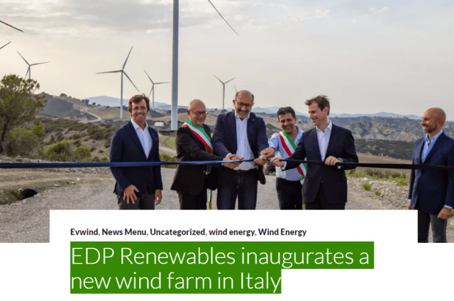 EDP Renewables inaugurates a new wind farm in Italy | Solar Now