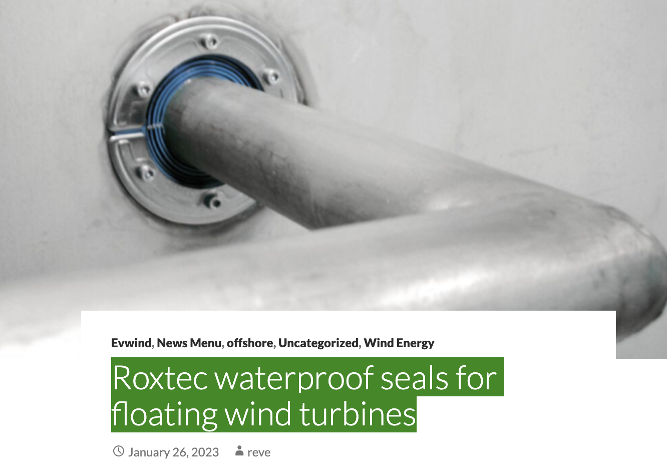 Roxtec waterproof seals for floating wind turbines | Solar Now