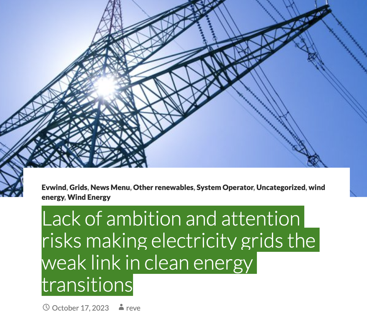 Lack of ambition and attention risks making electricity grids the weak ...