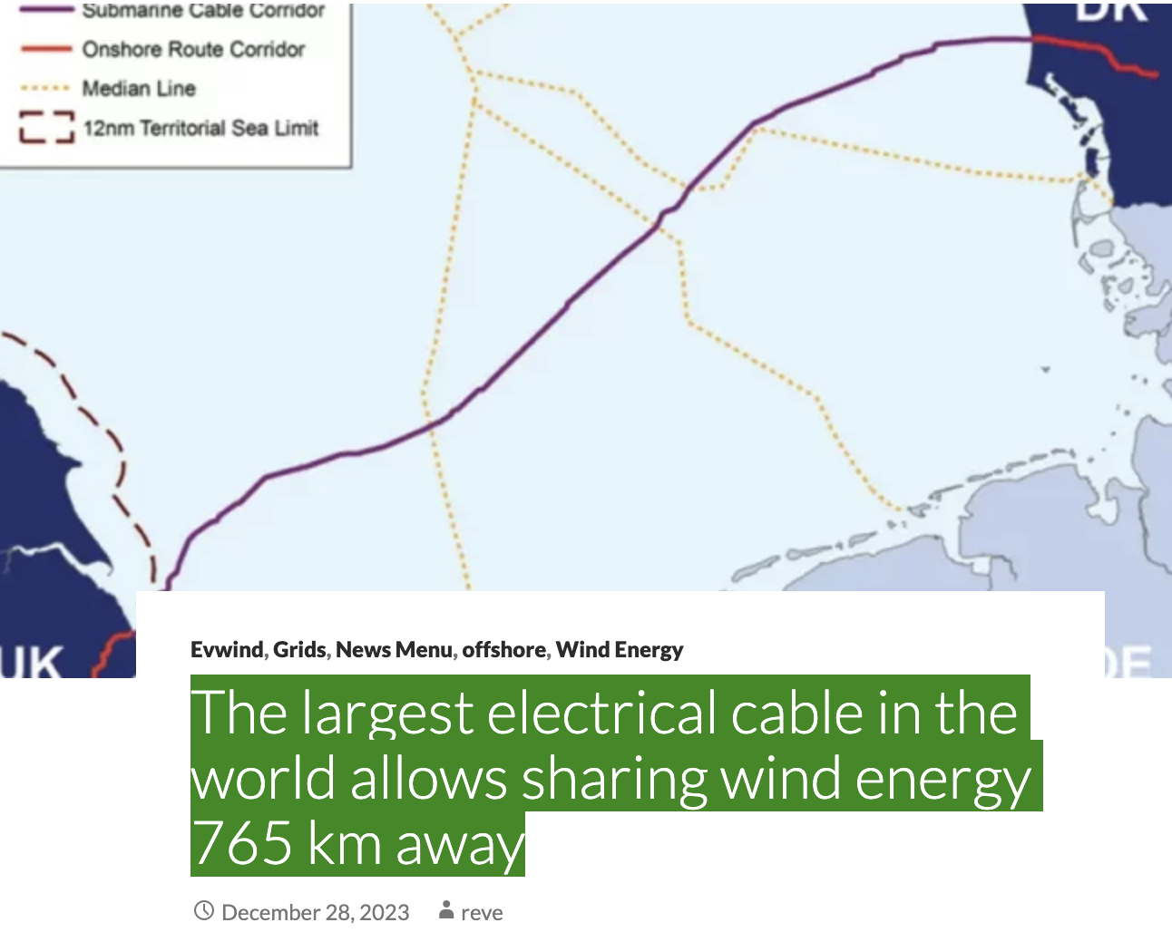 The largest electrical cable in the world allows sharing wind energy ...
