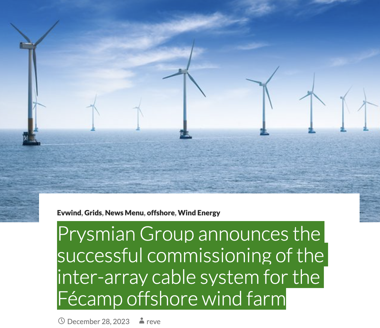 Prysmian Group announces the successful commissioning of the inter ...