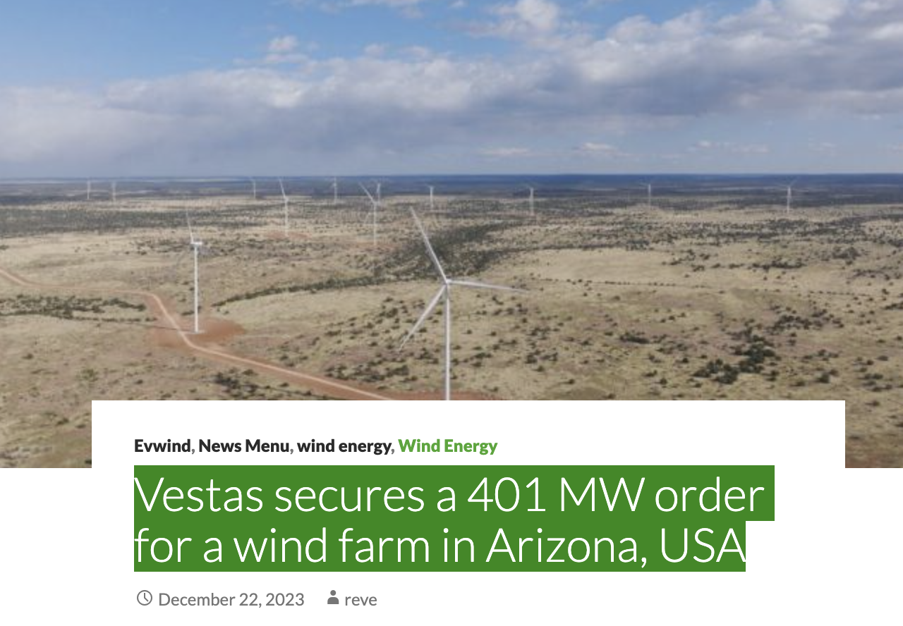 Vestas secures a 401 MW order for a wind farm in Arizona, USA | Solar Now