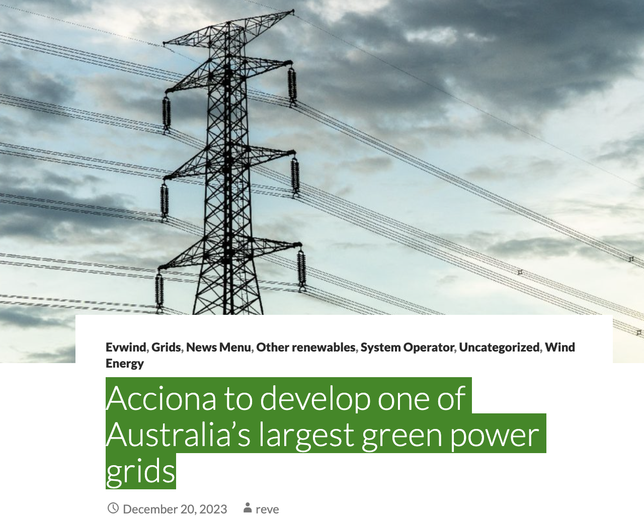 Acciona to develop one of Australia’s largest green power grids | Solar Now