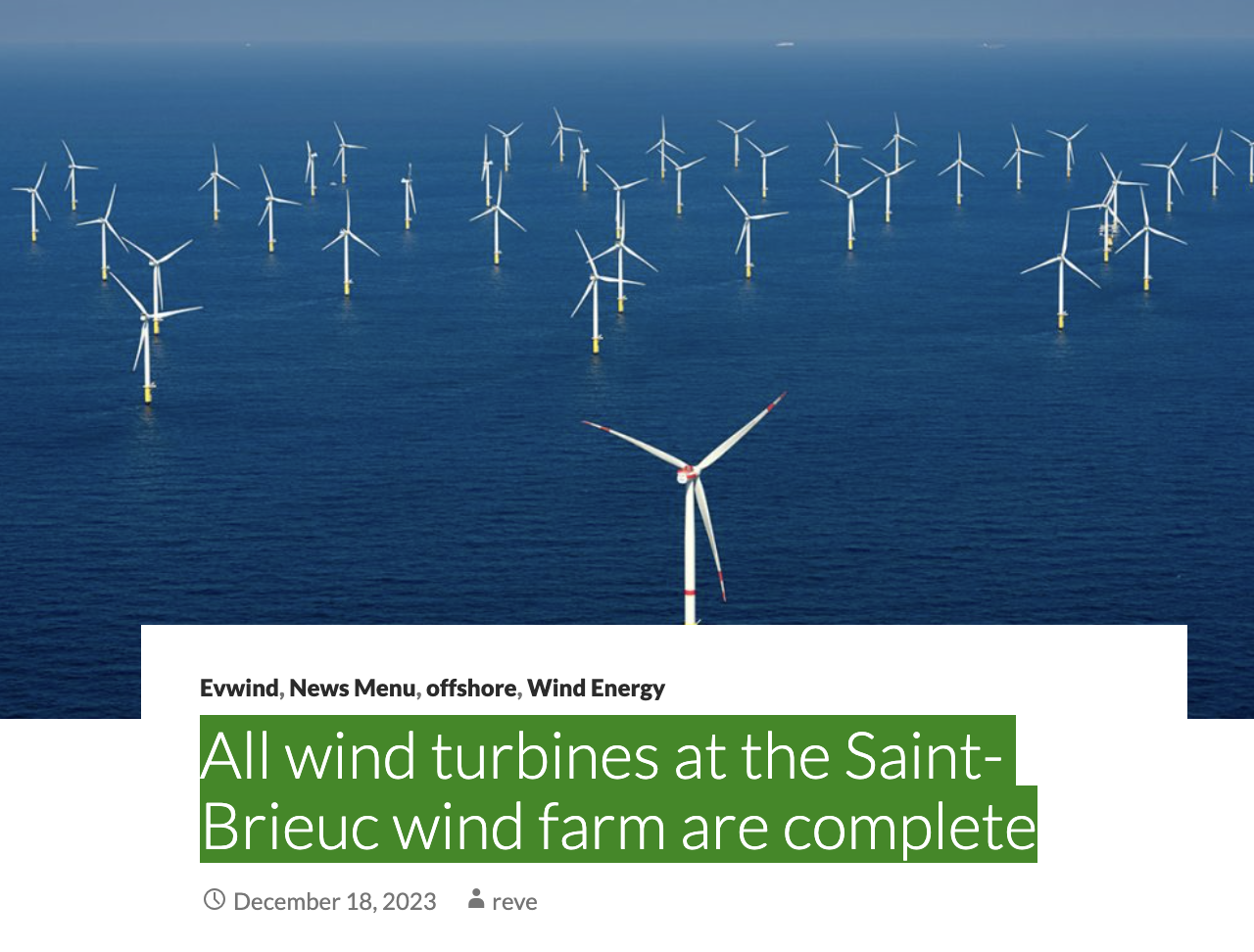 All wind turbines at the Saint-Brieuc wind farm are complete | Solar Now