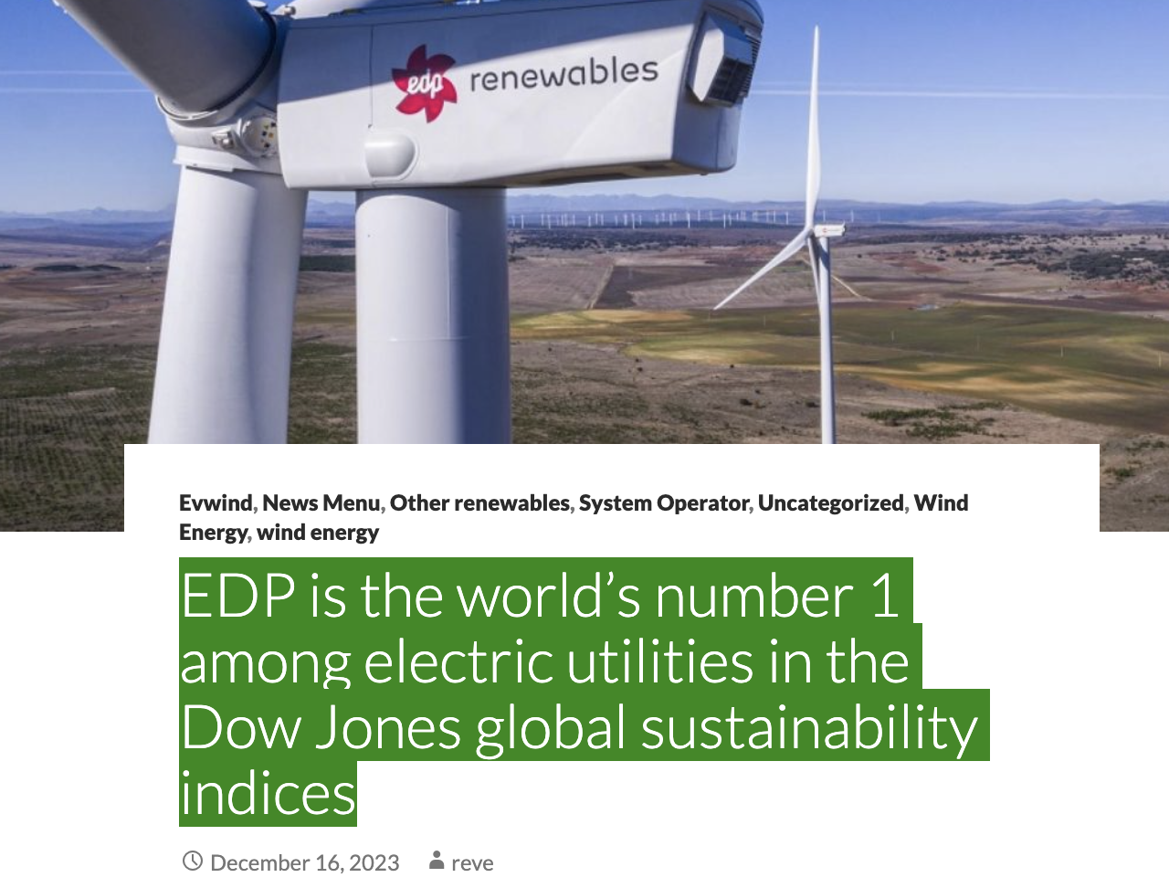 EDP is the world’s number 1 among electric utilities in the Dow Jones ...