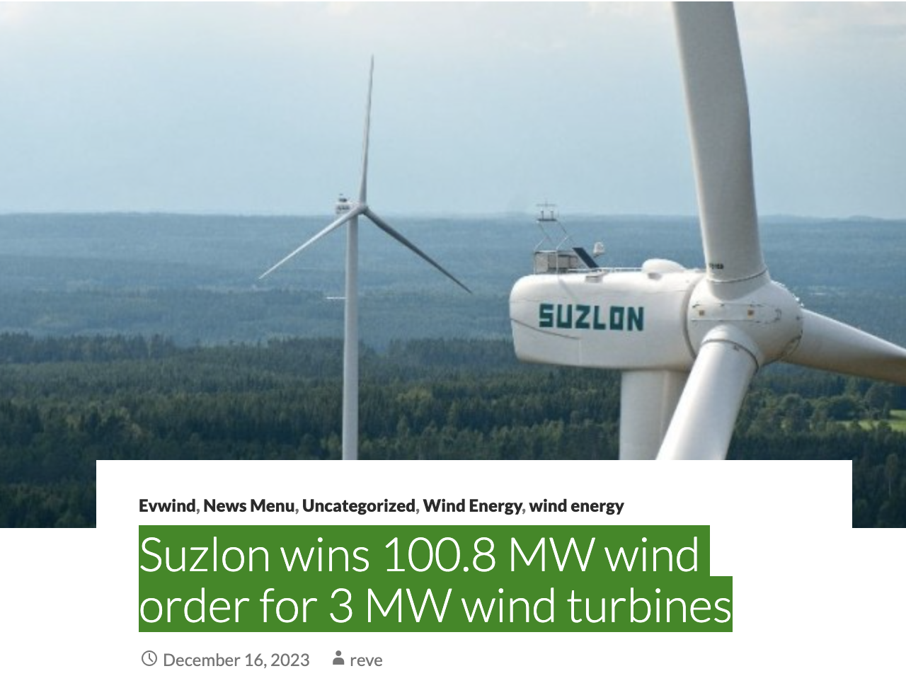 Suzlon wins 100.8 MW wind order for 3 MW wind turbines | Solar Now