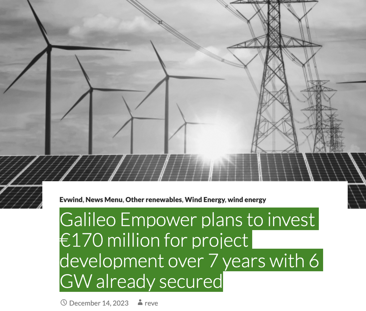 Galileo Empower plans to invest €170 million for project development ...