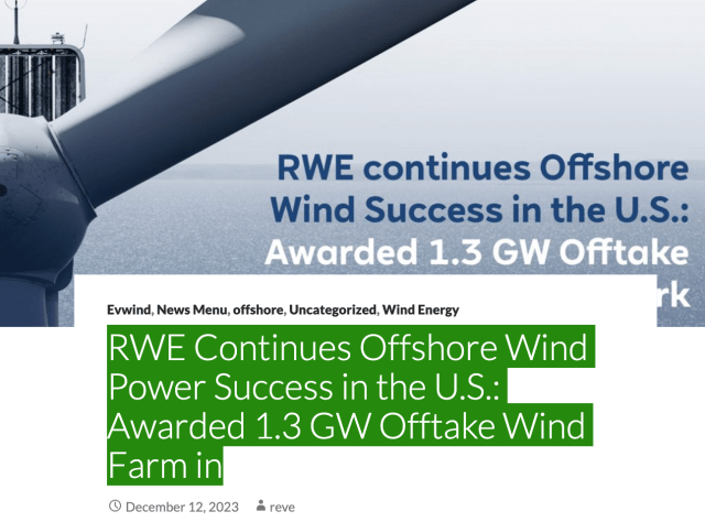RWE Continues Offshore Wind Power Success in the U.S.: Awarded 1.3 GW ...