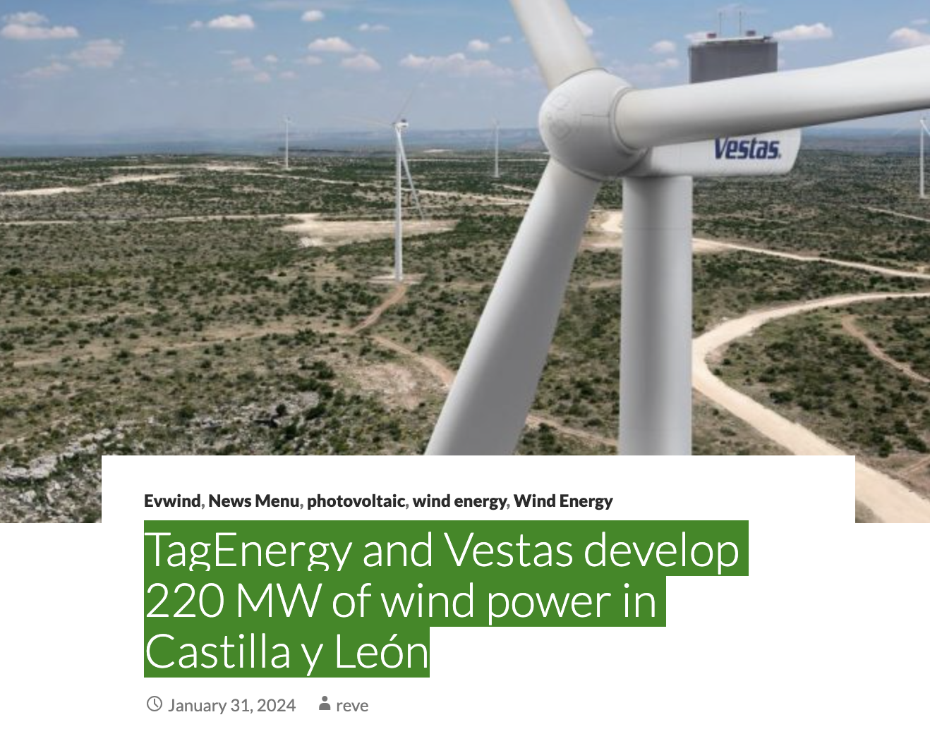 TagEnergy and Vestas develop 220 MW of wind power in Castilla y León ...
