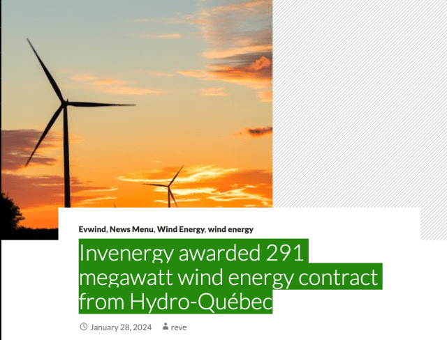 Invenergy awarded 291 megawatt wind energy contract from Hydro-Québec ...