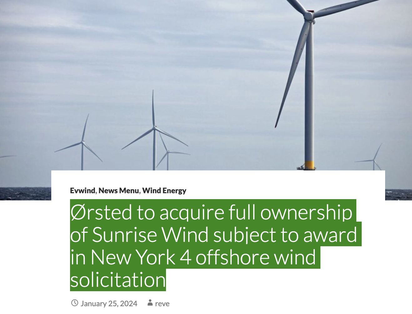 Ørsted to acquire full ownership of Sunrise Wind subject to award in ...