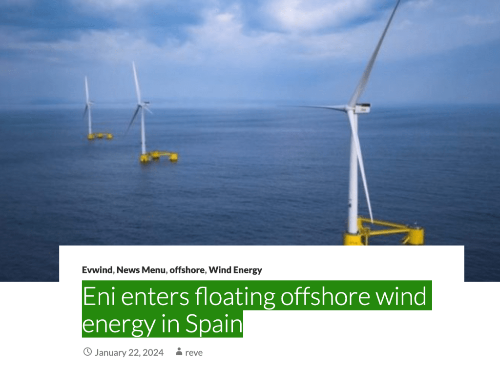 Eni enters floating offshore wind energy in Spain | Solar Now