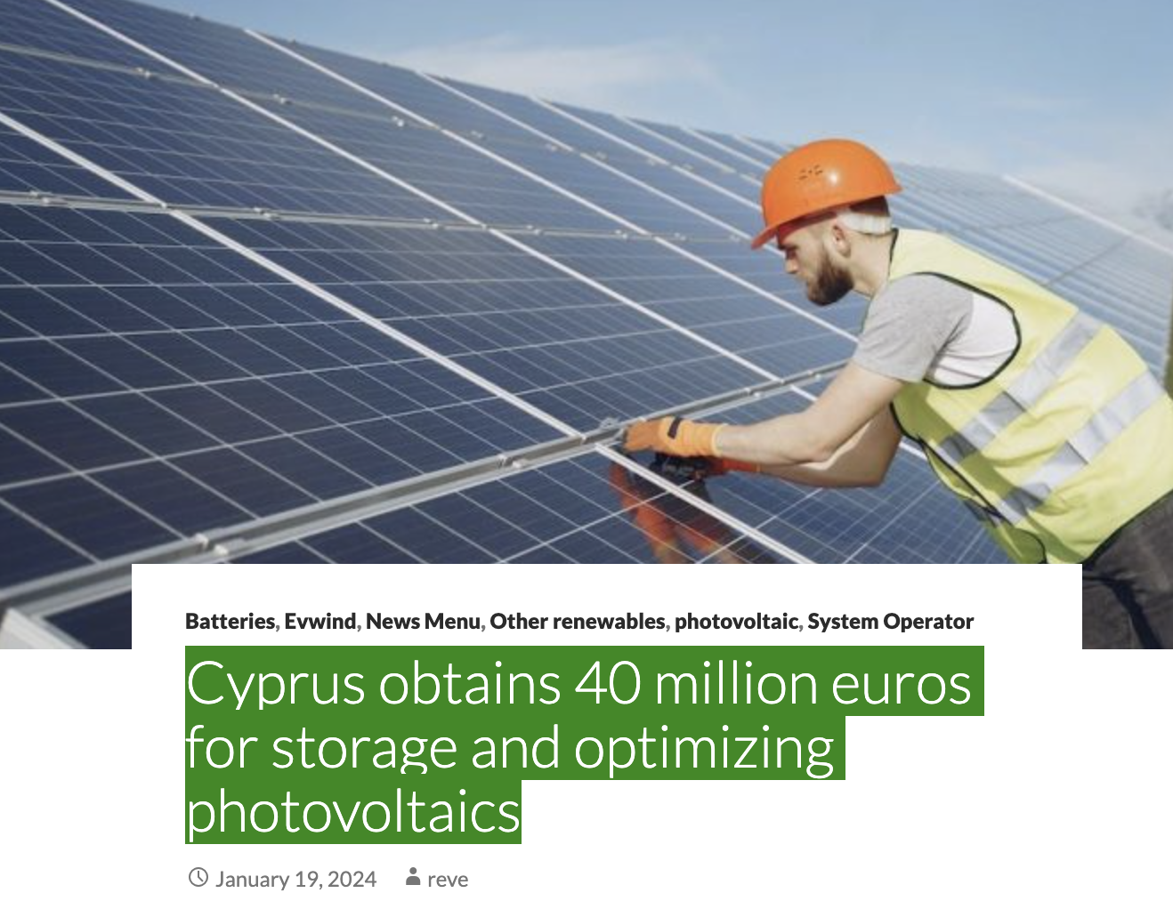 Cyprus obtains 40 million euros for storage and optimizing ...