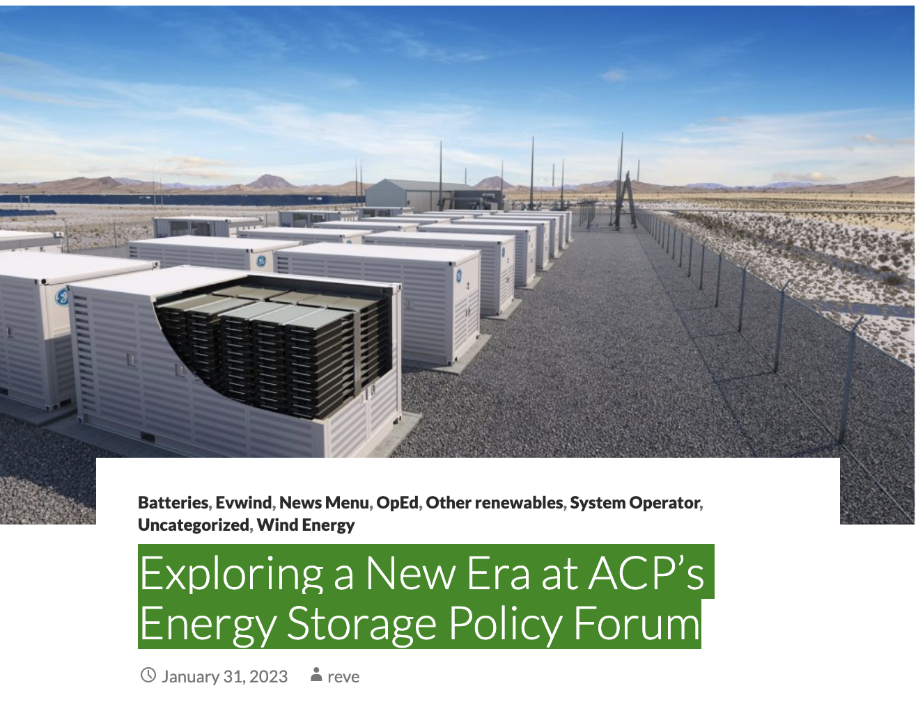 Exploring a New Era at ACP’s Energy Storage Policy Forum | Solar Now