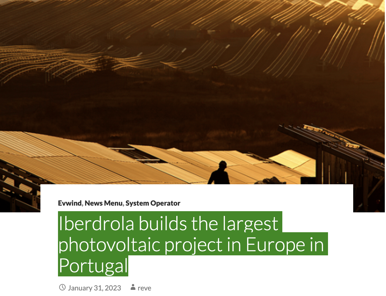Iberdrola builds the largest photovoltaic project in Europe in Portugal ...