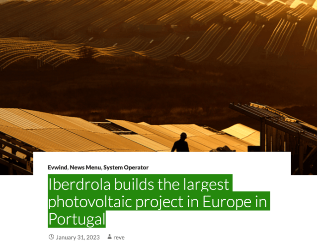 Iberdrola builds the largest photovoltaic project in Europe in Portugal ...