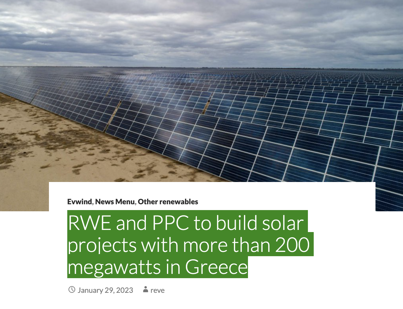 RWE and PPC to build solar projects with more than 200 megawatts in ...