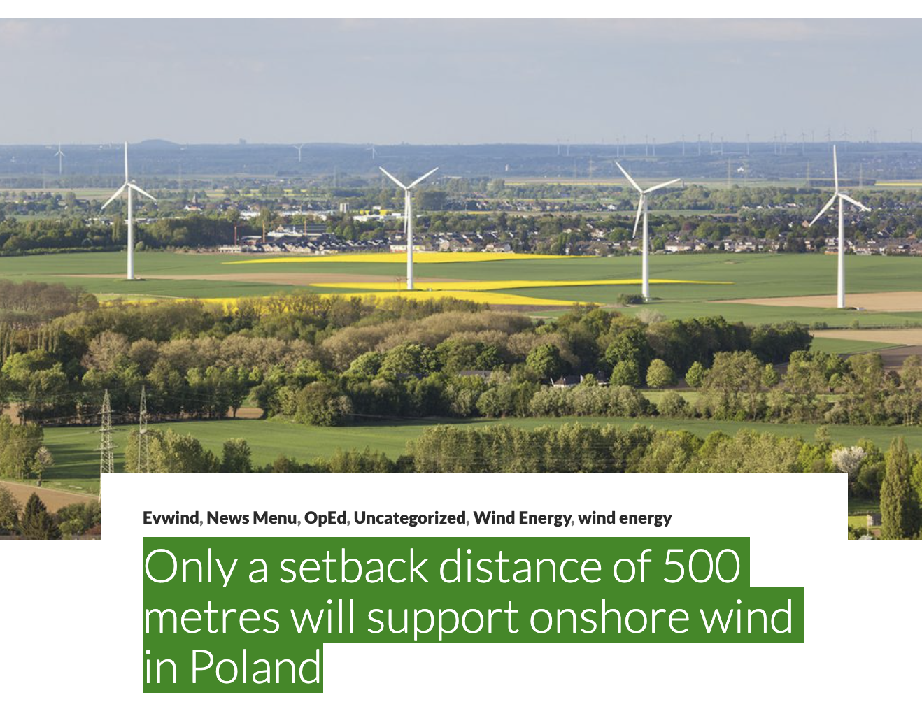 Only a setback distance of 500 metres will support onshore wind in ...