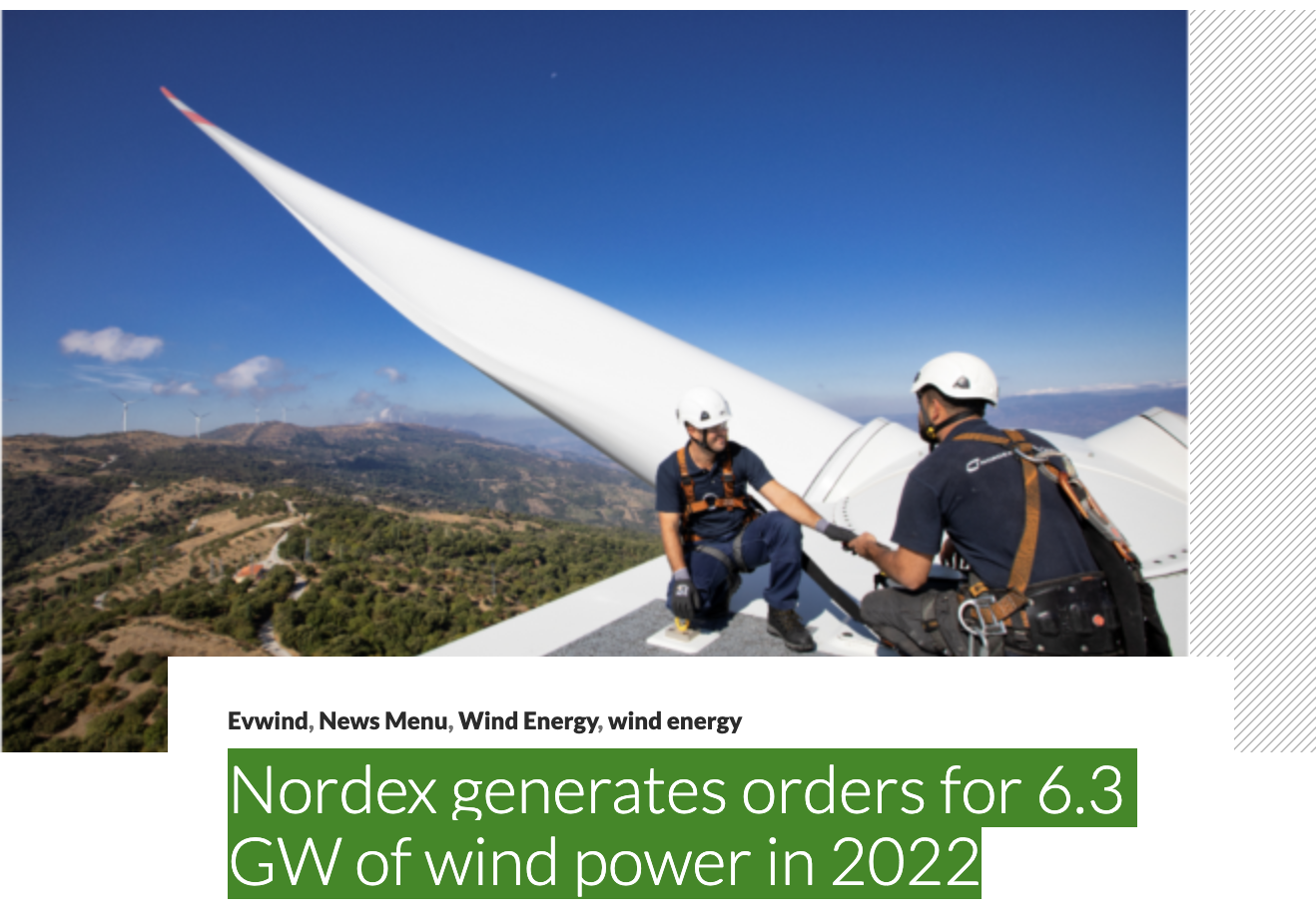 Nordex generates orders for 6.3 GW of wind power in 2022 | Solar Now