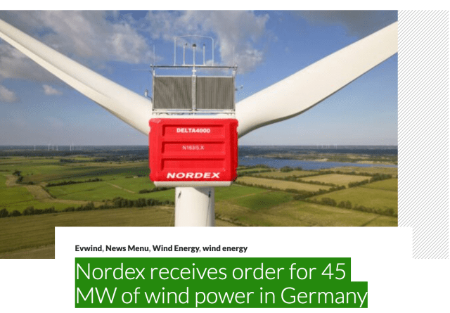 Nordex receives order for 45 MW of wind power in Germany | Solar Now