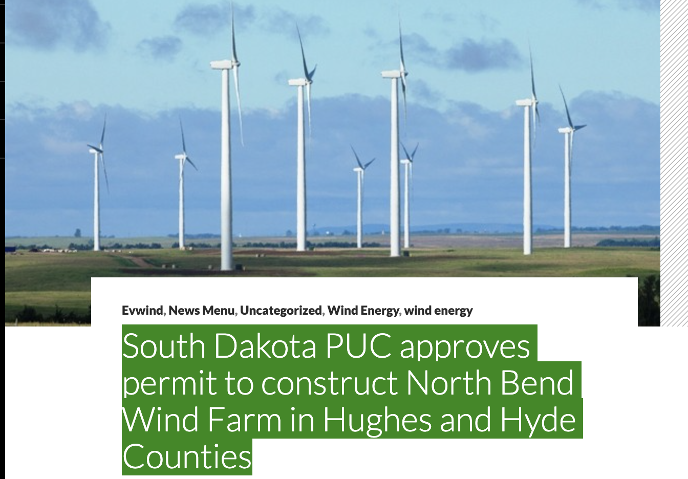 South Dakota PUC approves permit to construct North Bend Wind Farm in ...