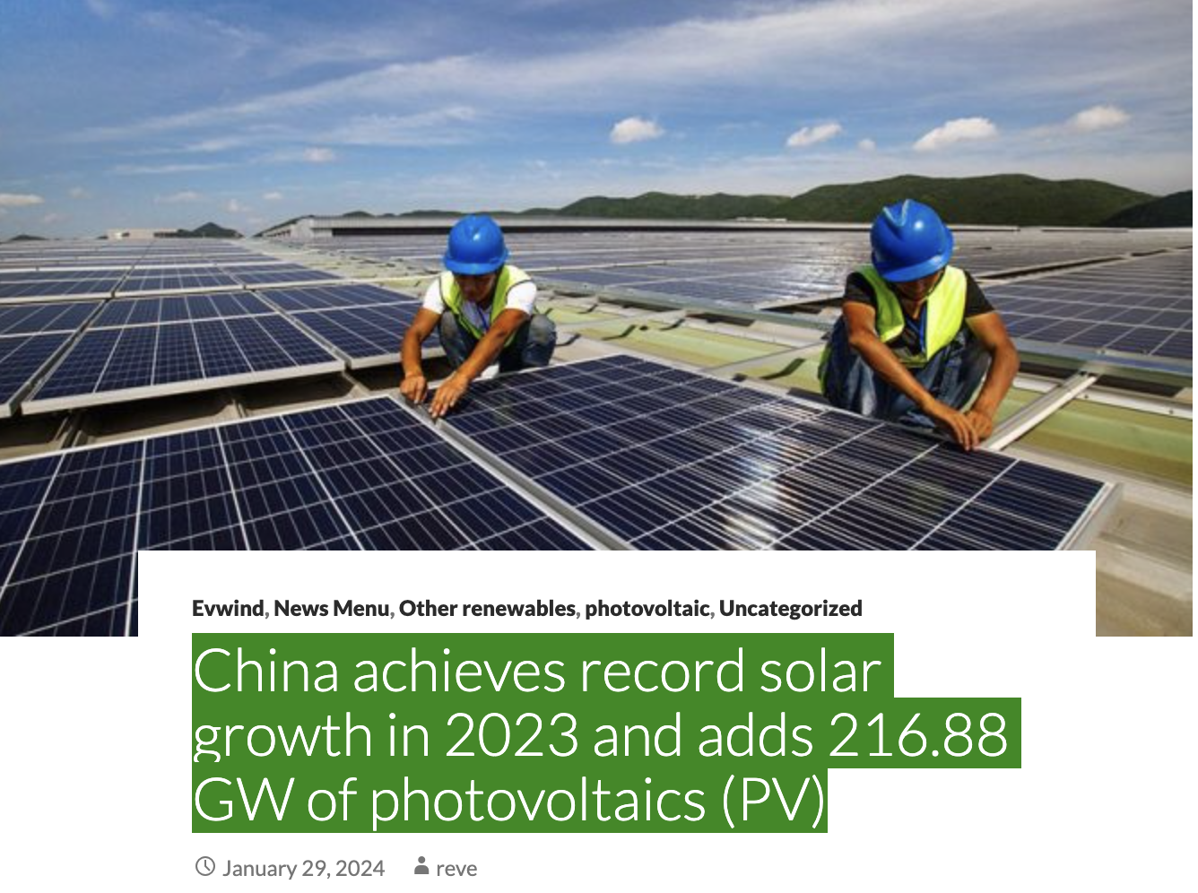China achieves record solar growth in 2023 and adds 216.88 GW of ...