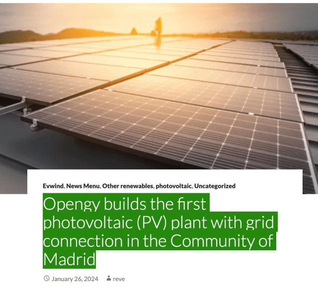 Opengy builds the first photovoltaic (PV) plant with grid connection in ...