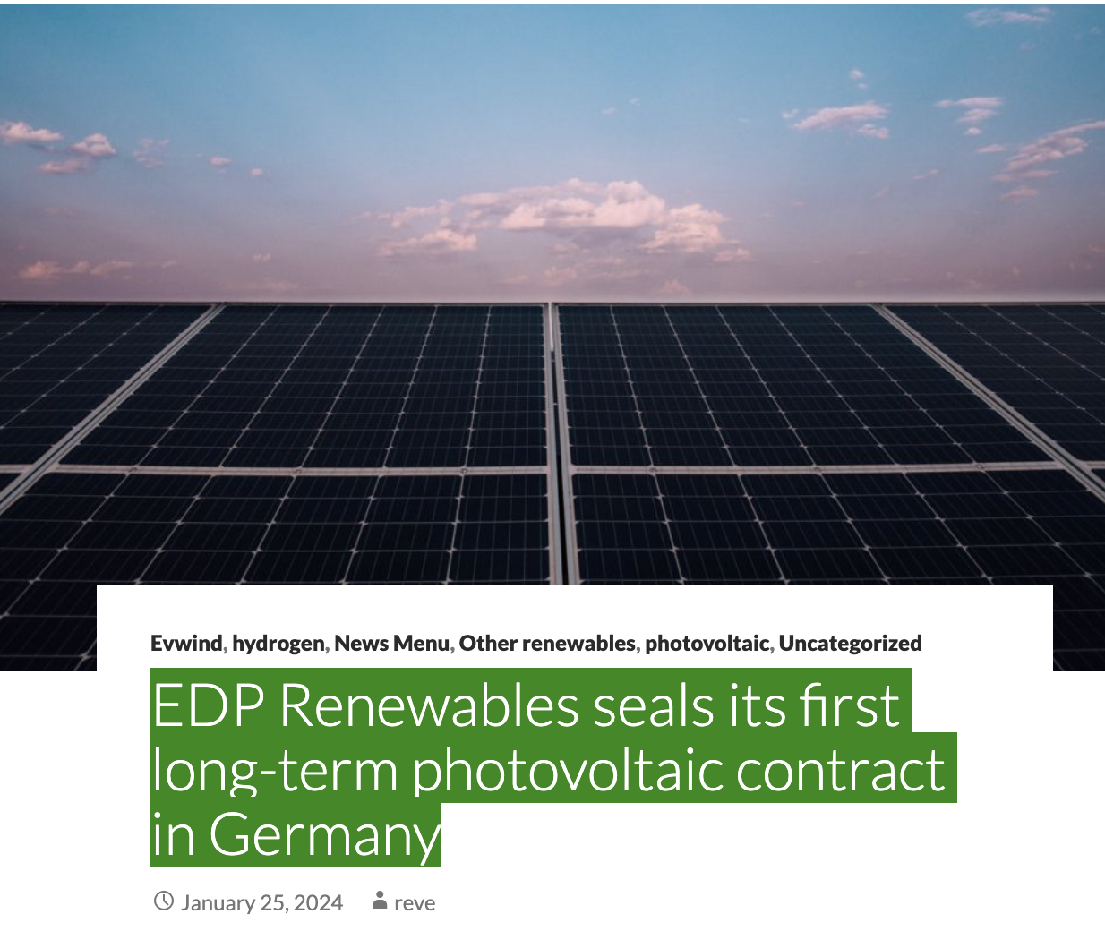 EDP Renewables seals its first long-term photovoltaic contract in ...