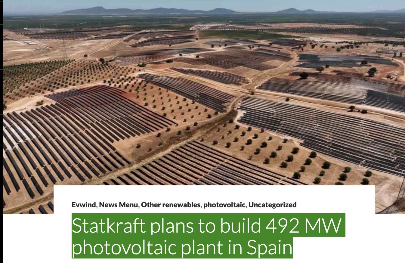 Statkraft plans to build 492 MW photovoltaic plant in Spain | Solar Now