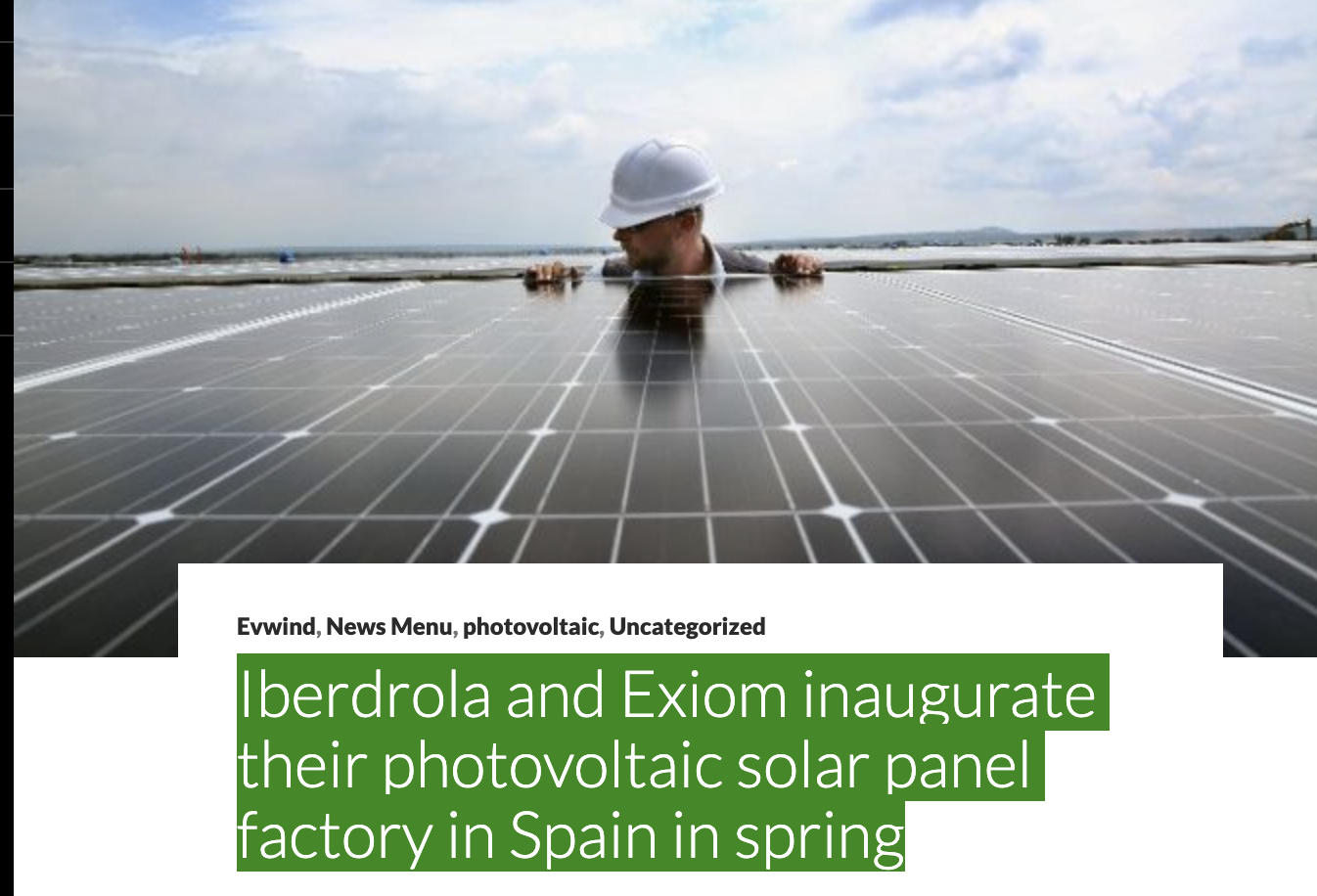 Iberdrola and Exiom inaugurate their photovoltaic solar panel factory ...