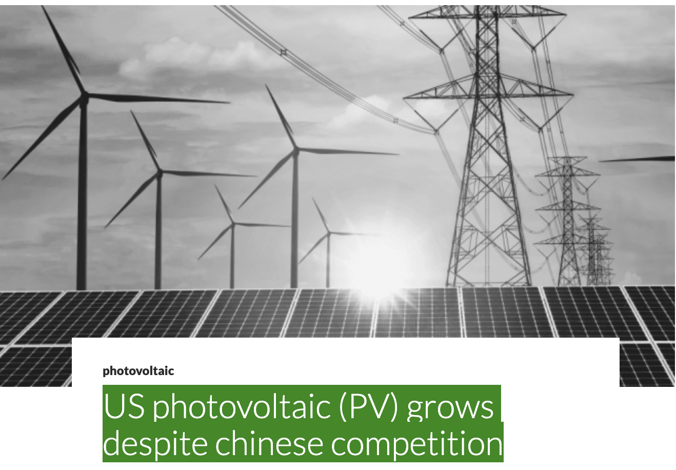 US photovoltaic (PV) grows despite chinese competition | Solar Now