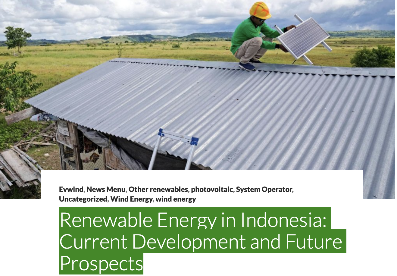 Renewable Energy in Indonesia: Current Development and Future Prospects ...