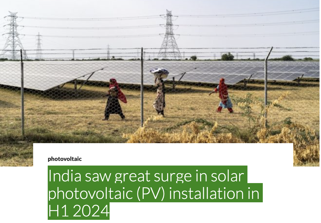 India saw great surge in solar photovoltaic (PV) installation in H1 ...