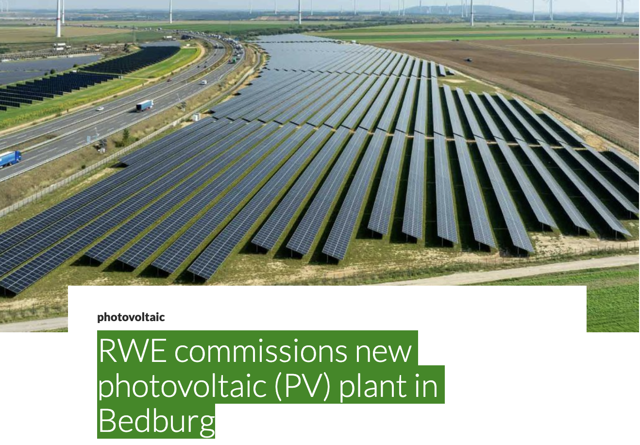 RWE commissions new photovoltaic (PV) plant in Bedburg | Solar Now
