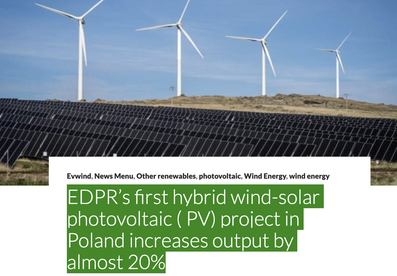 EDPR’s first hybrid wind-solar photovoltaic ( PV) project in Poland ...