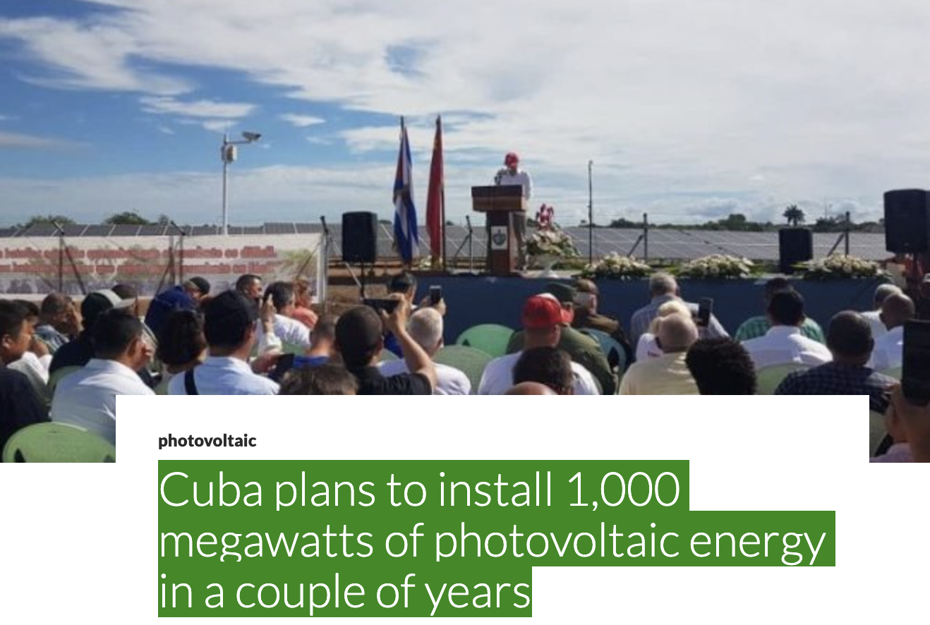 Cuba plans to install 1,000 megawatts of photovoltaic energy in a ...