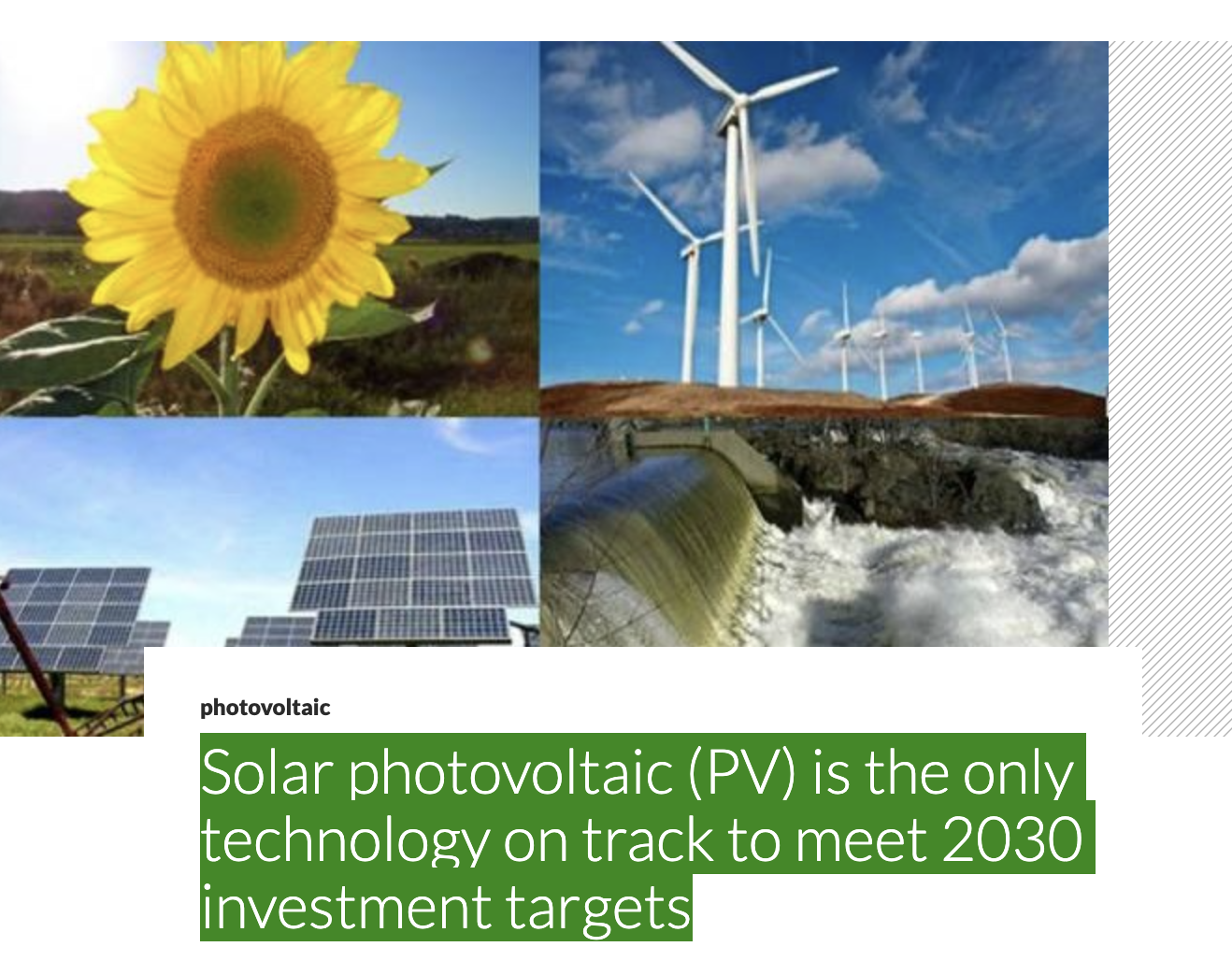 Solar photovoltaic (PV) is the only technology on track to meet 2030 ...