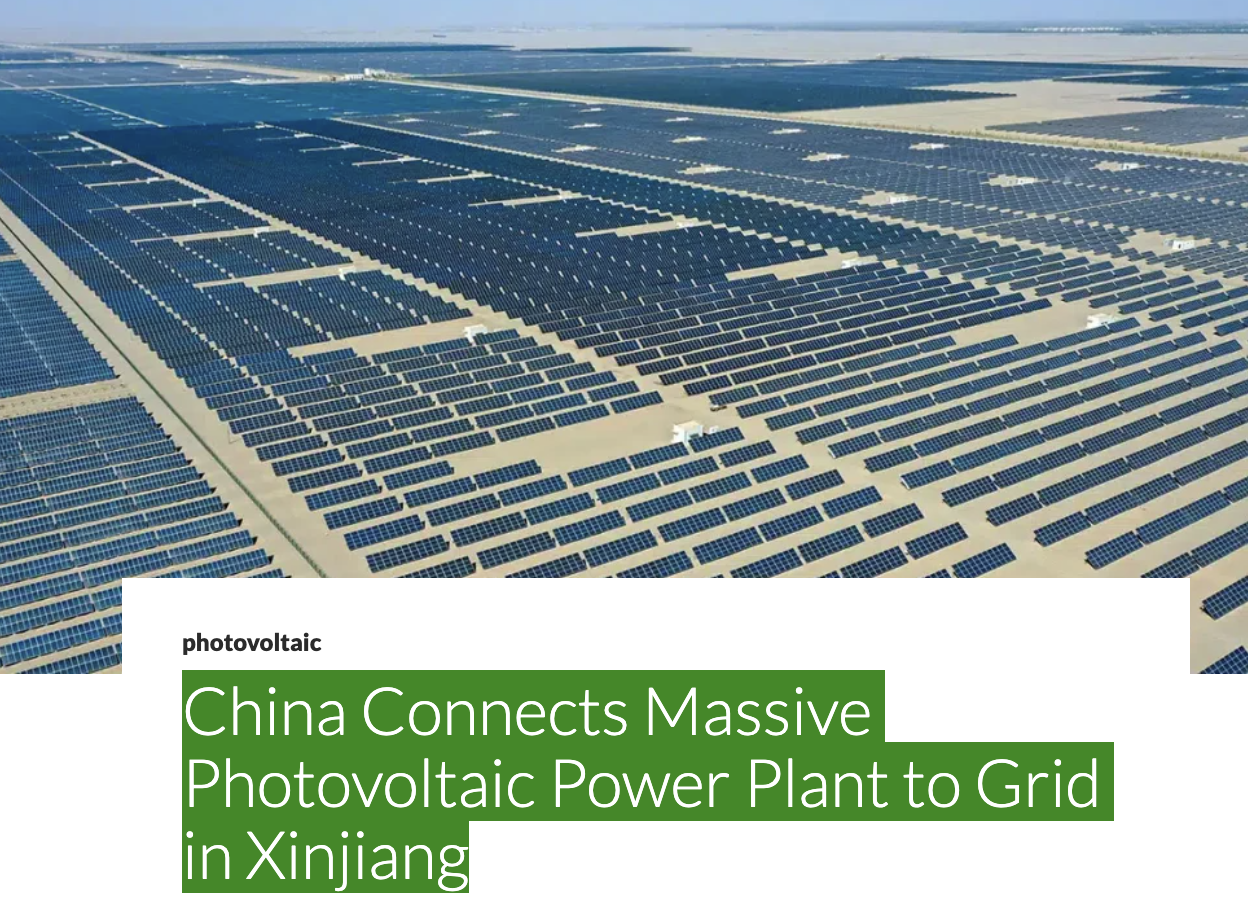 China Connects Massive Photovoltaic Power Plant to Grid in Xinjiang ...