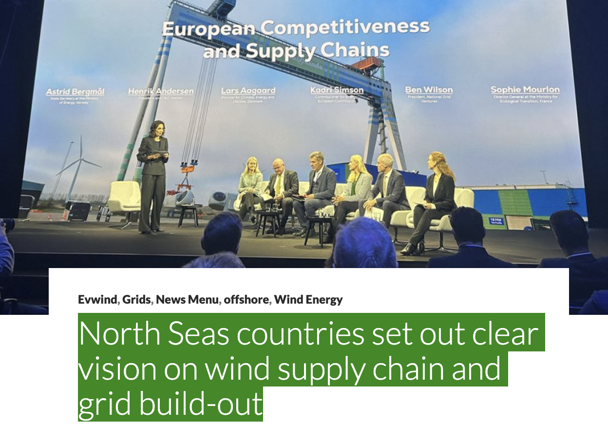 North Seas countries set out clear vision on wind supply chain and grid ...