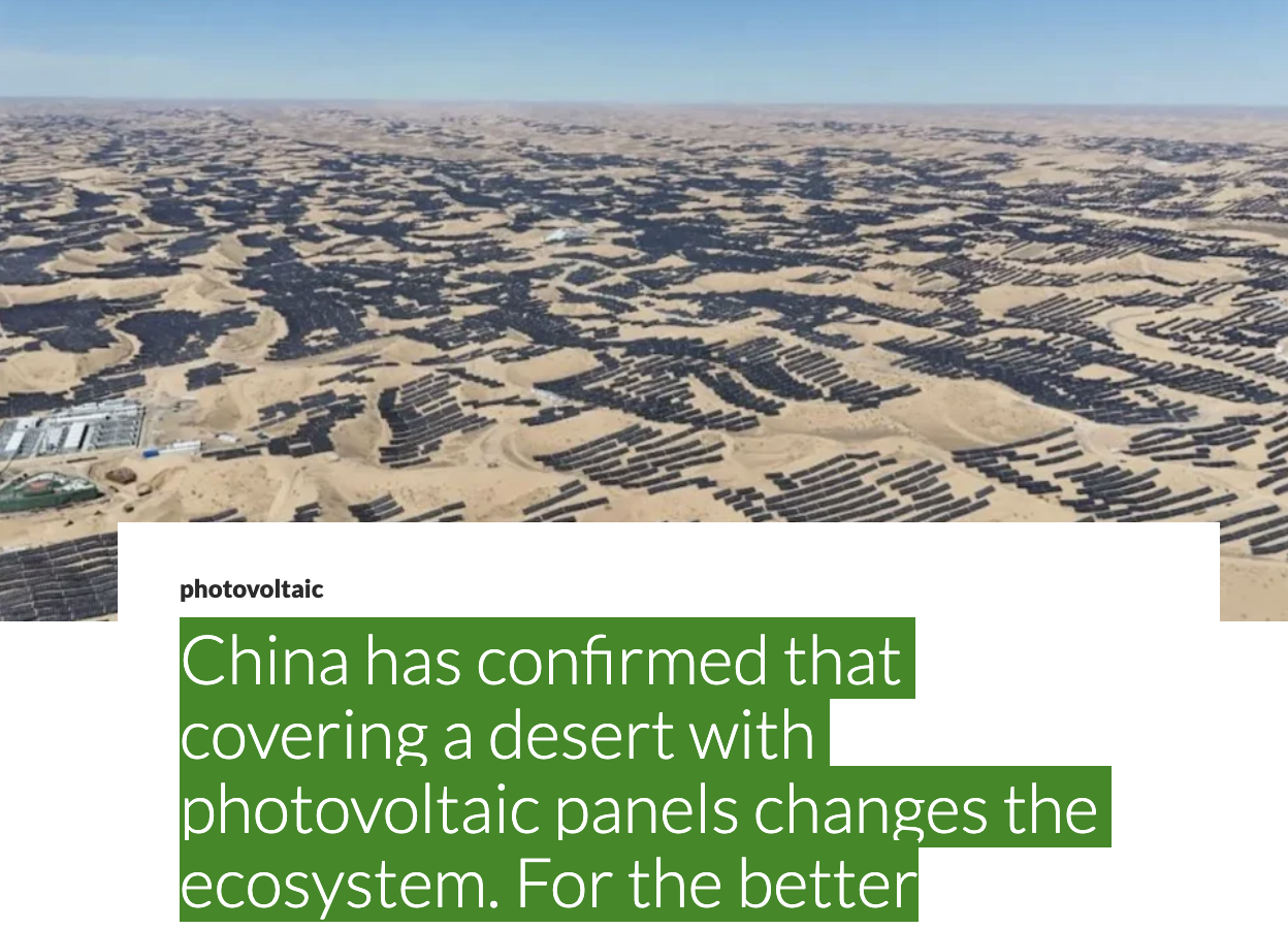 China has confirmed that covering a desert with photovoltaic panels ...