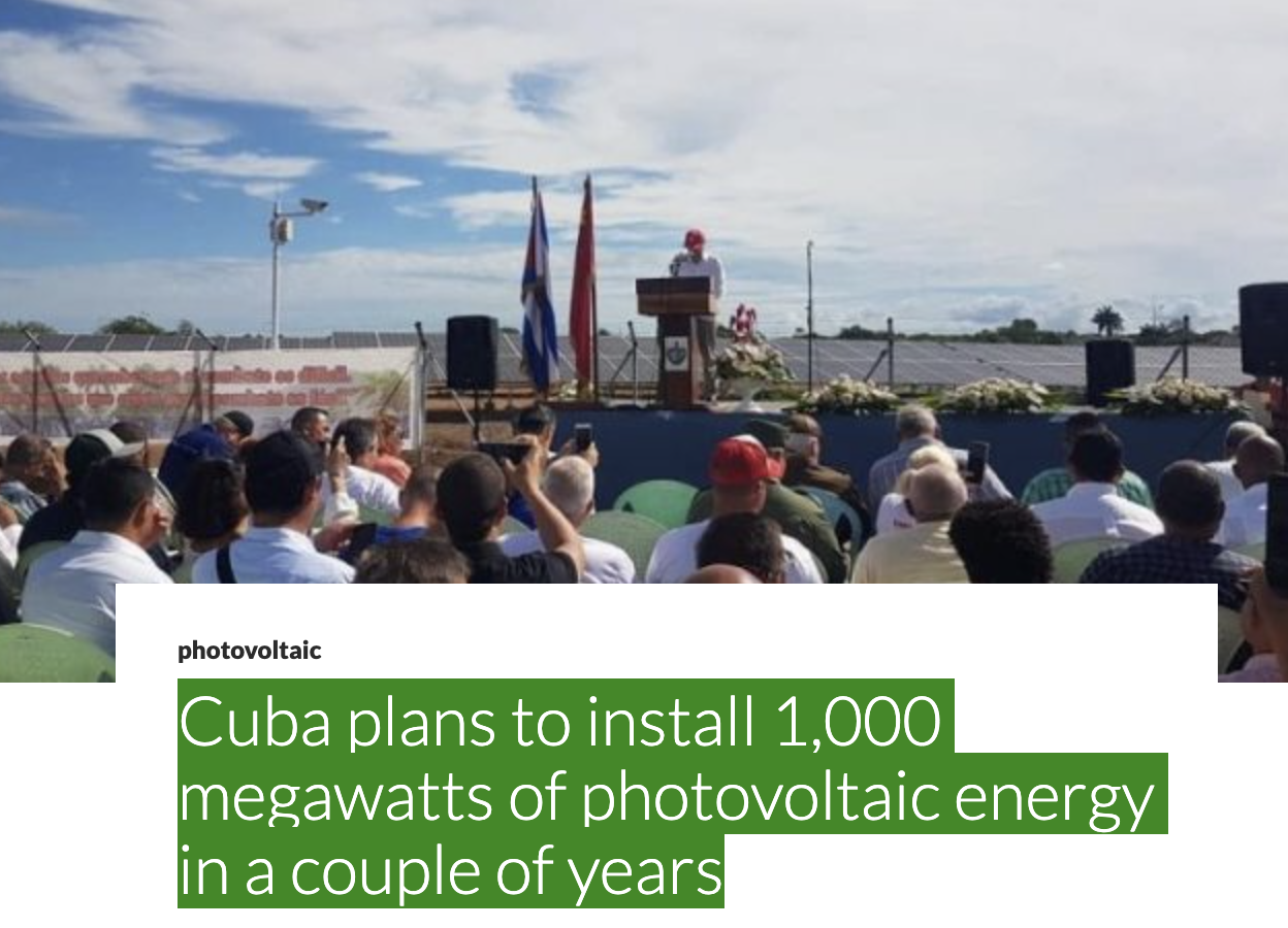Cuba plans to install 1,000 megawatts of photovoltaic energy in a ...
