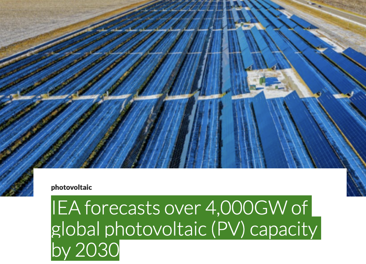 IEA forecasts over 4,000GW of global photovoltaic (PV) capacity by 2030 ...