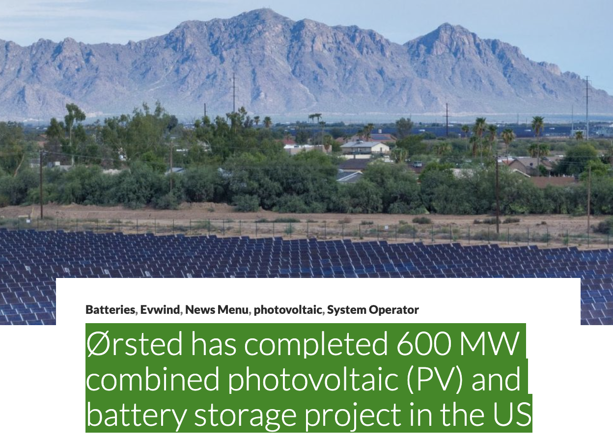 Ørsted has completed 600 MW combined photovoltaic (PV) and battery ...