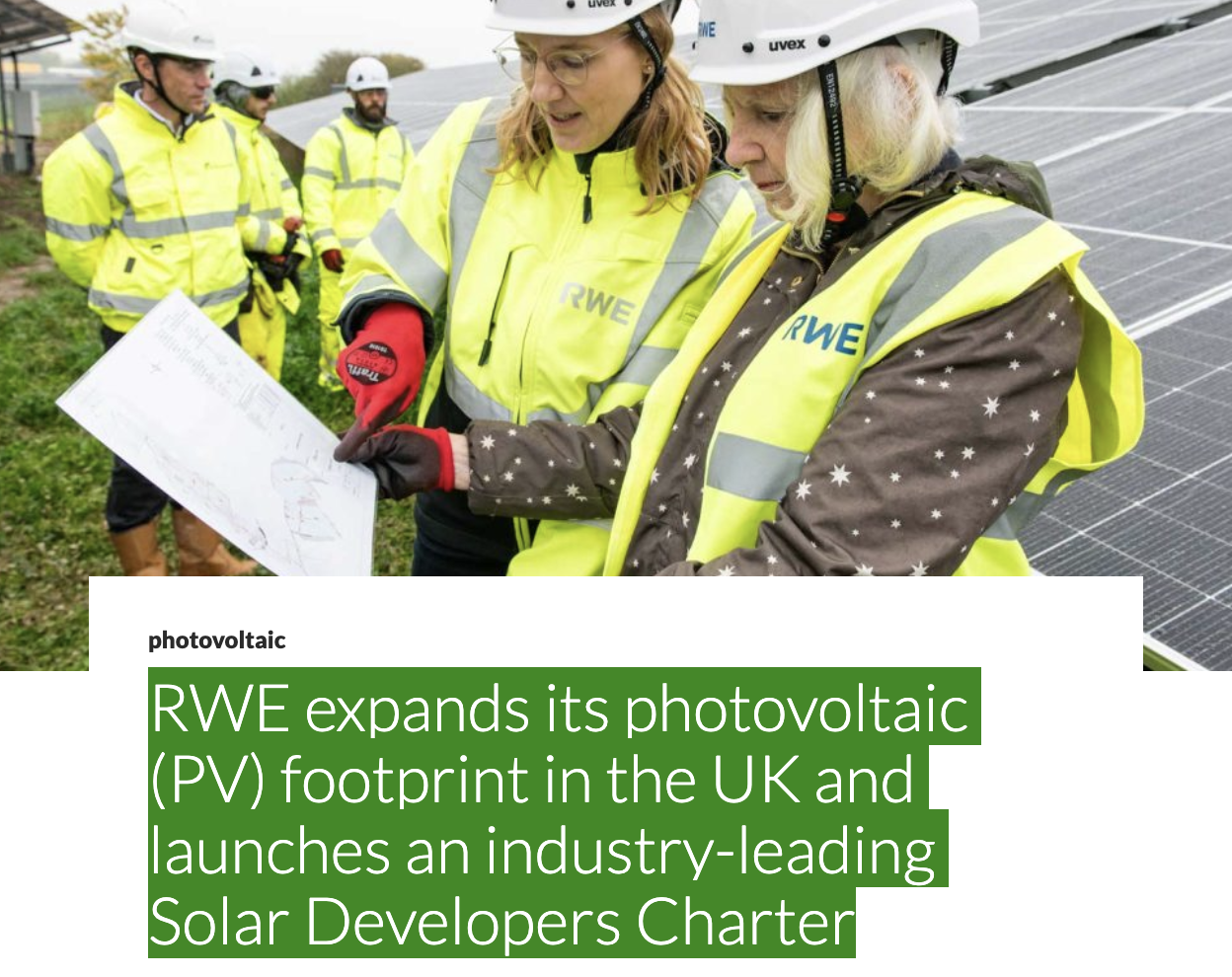 RWE expands its photovoltaic (PV) footprint in the UK and launches an ...
