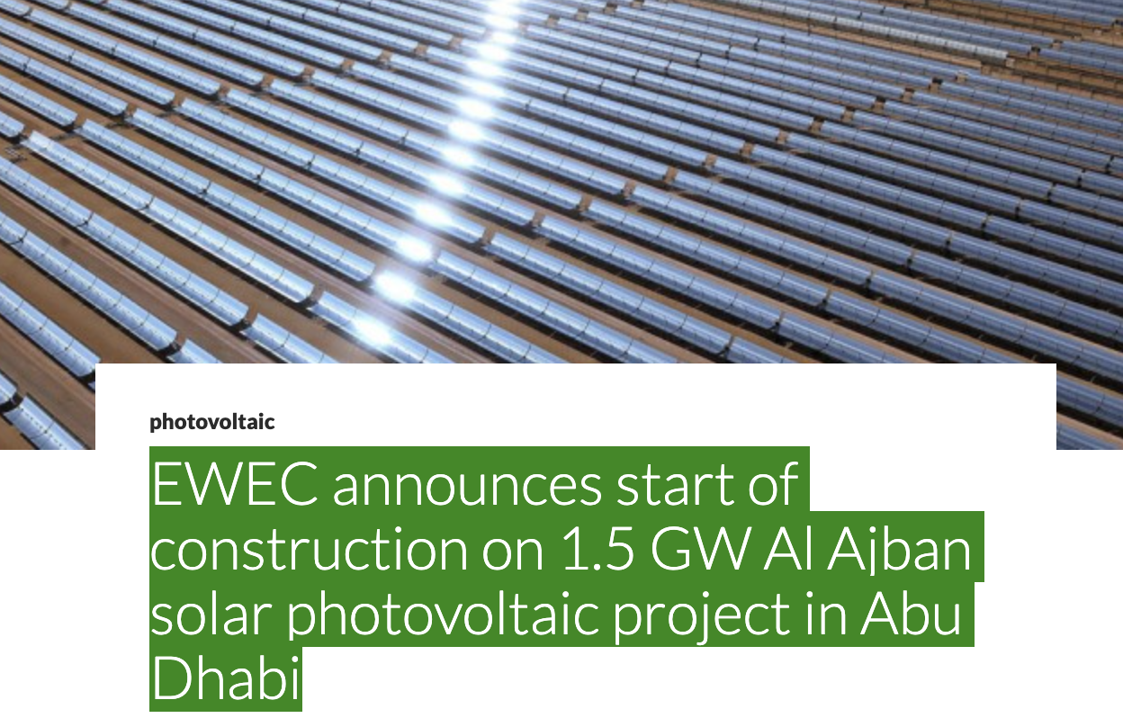 EWEC announces start of construction on 1.5 GW Al Ajban solar ...