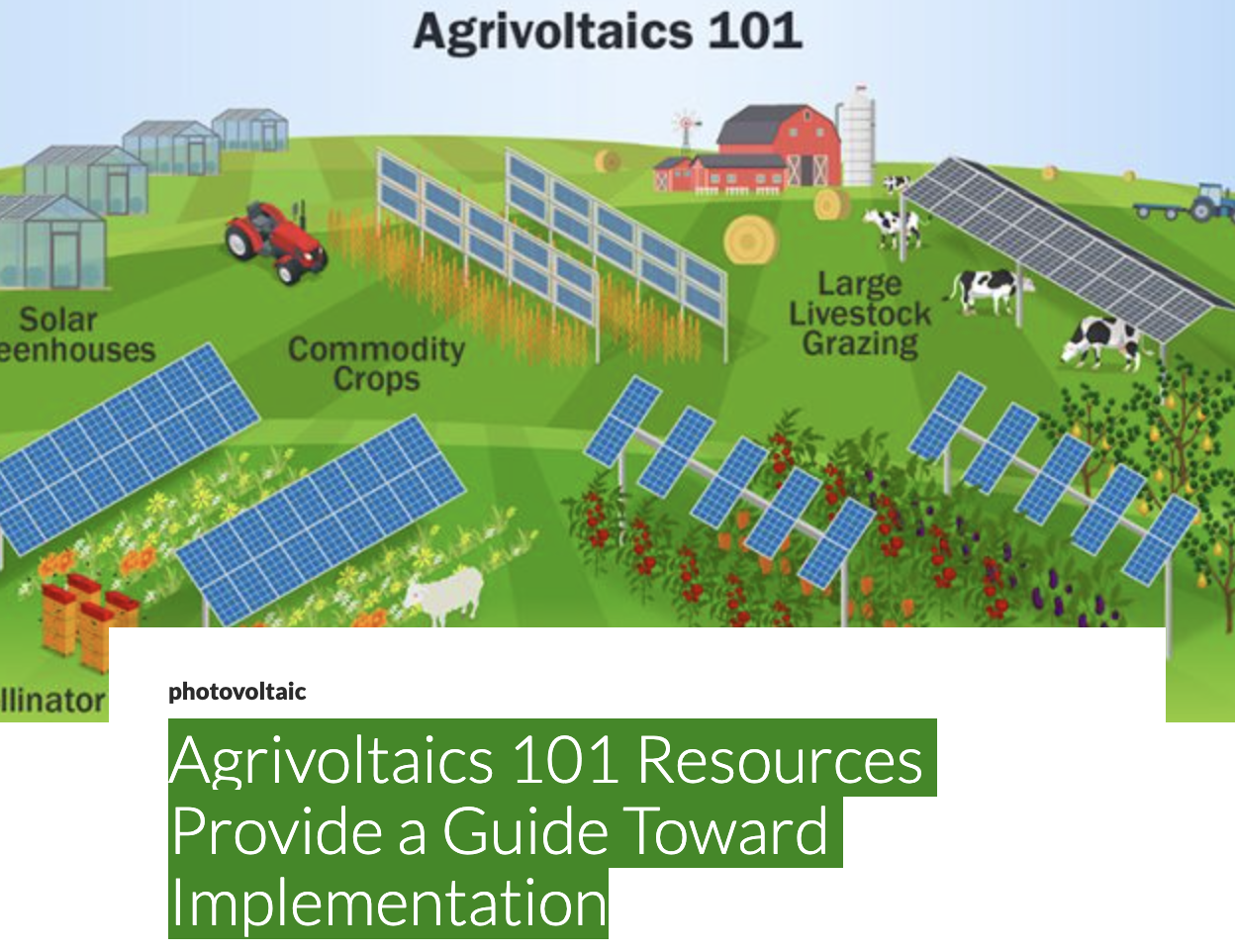Agrivoltaics 101 Resources Provide a Guide Toward Implementation ...