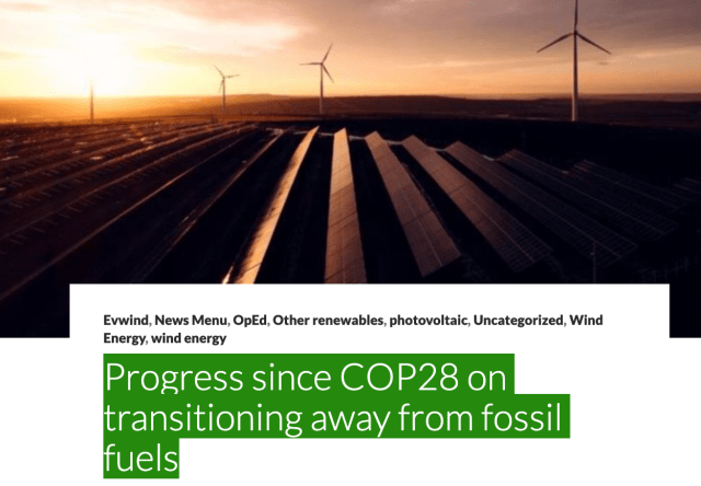 Progress since COP28 on transitioning away from fossil fuels | Solar Now
