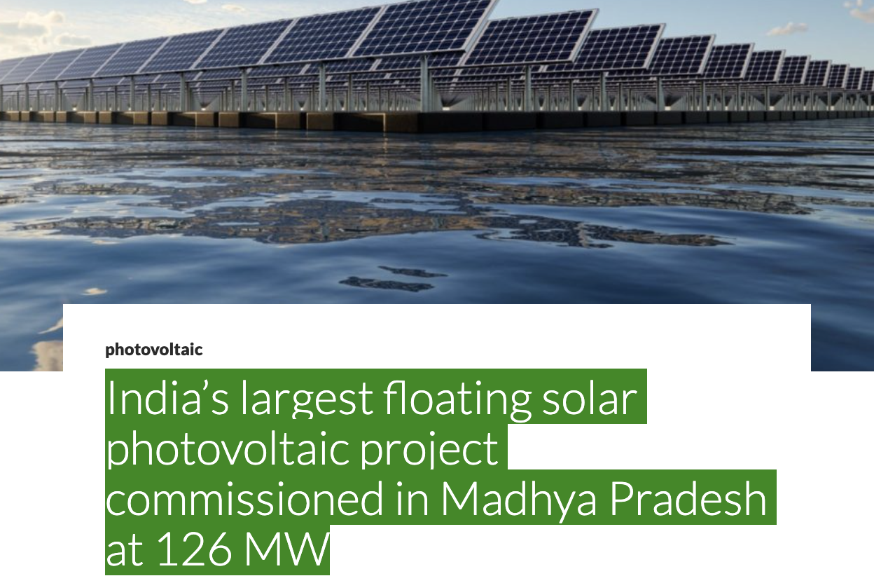 India’s largest floating solar photovoltaic project commissioned in ...