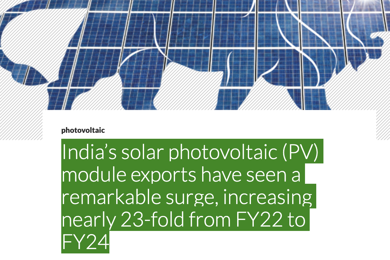 India’s solar photovoltaic (PV) module exports have seen a remarkable ...