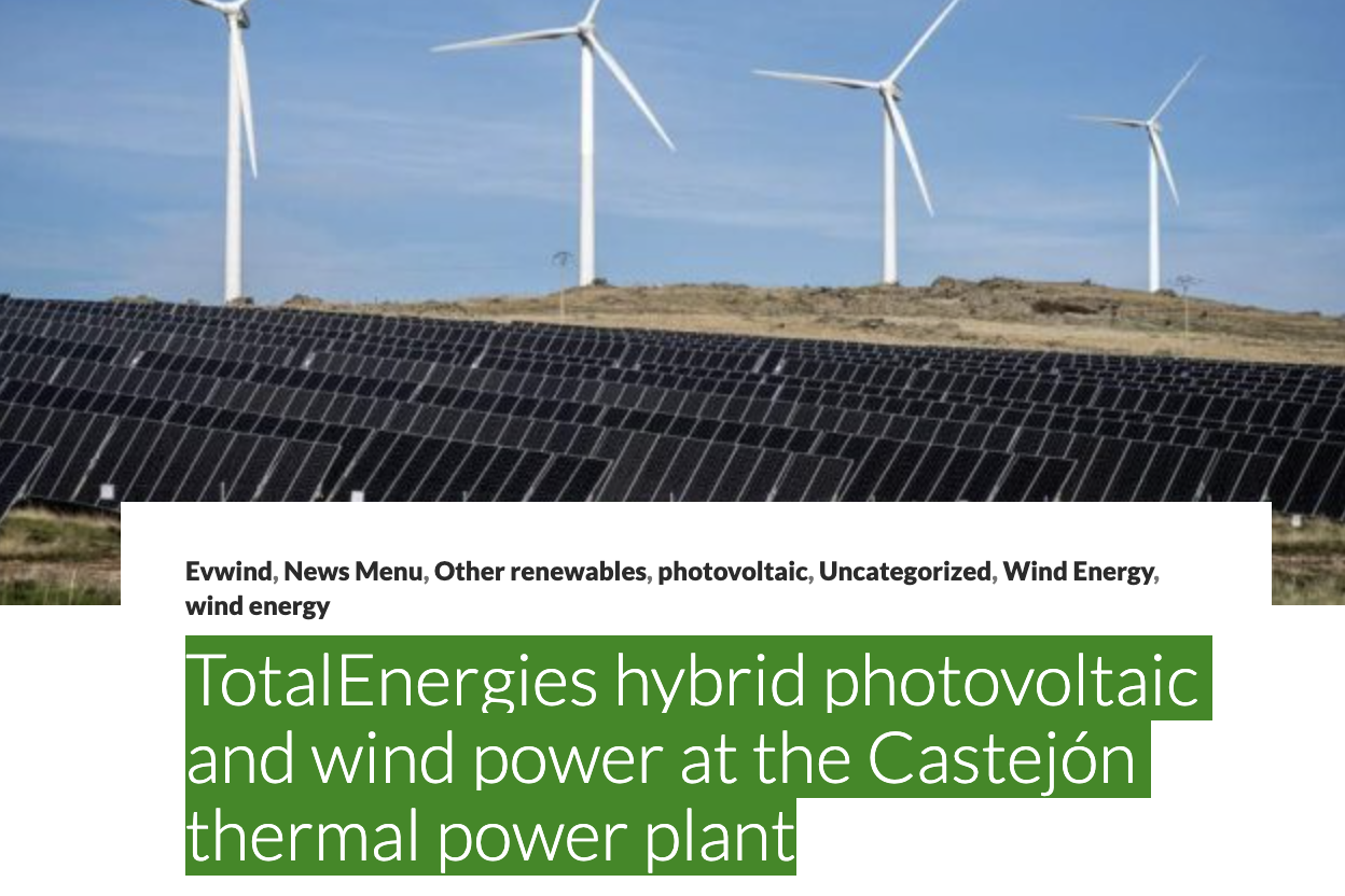 TotalEnergies hybrid photovoltaic and wind power at the Castejón ...